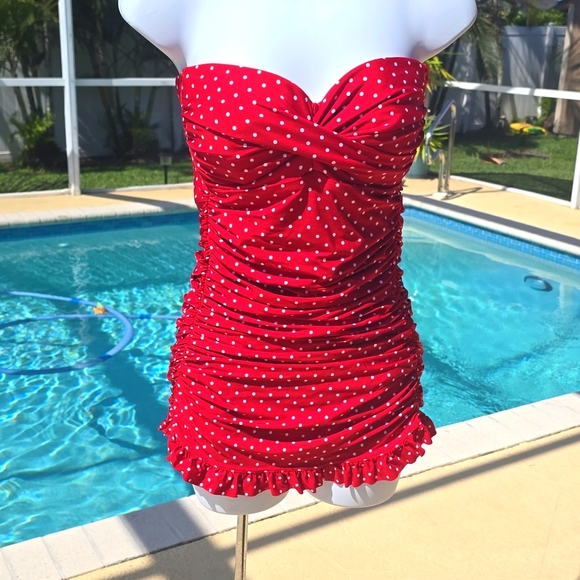 Jantzen | Swim | Jantzen Retro Polka Dot Pinup Girl Style Strapless ...